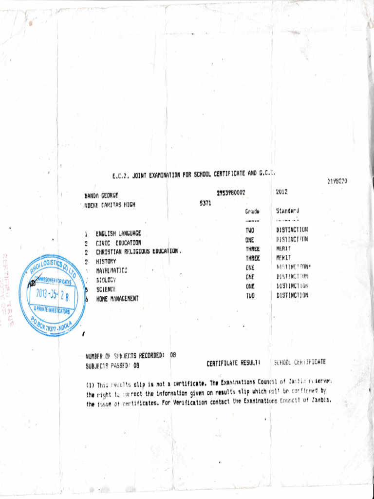 Grade 12-Result Slip | PDF