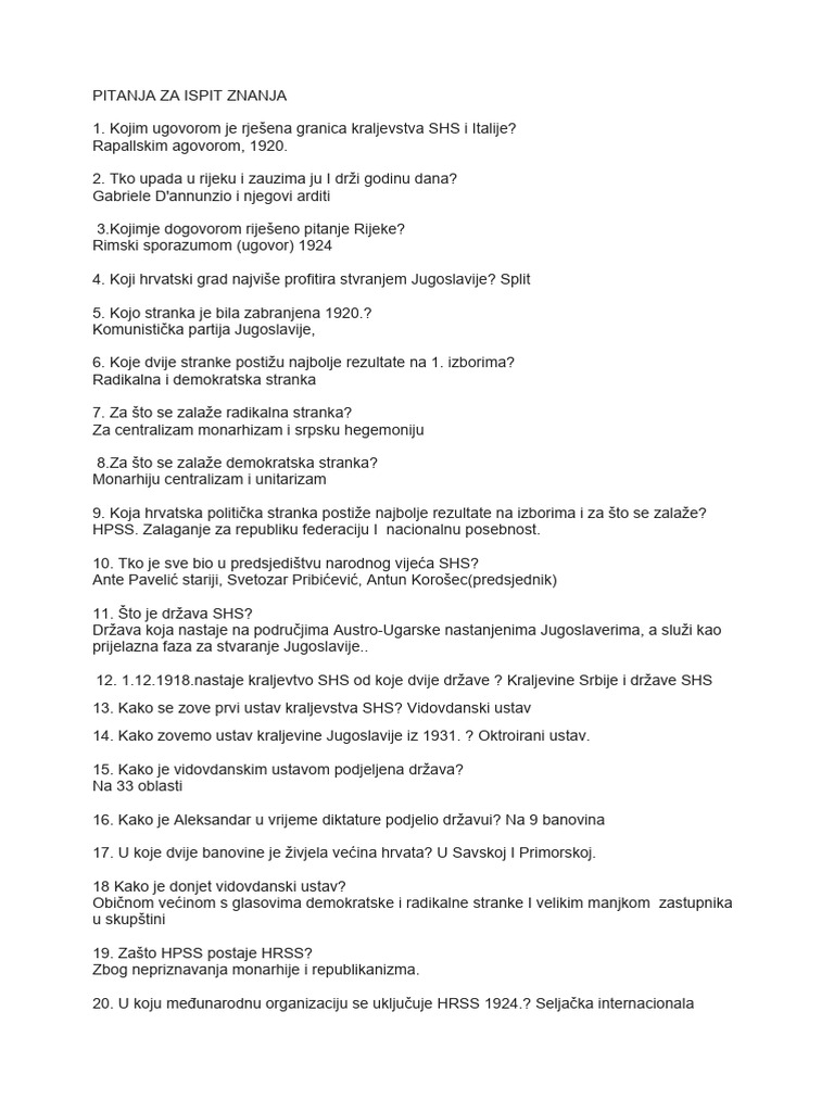 Pitanja Za Ispit Znanja | PDF