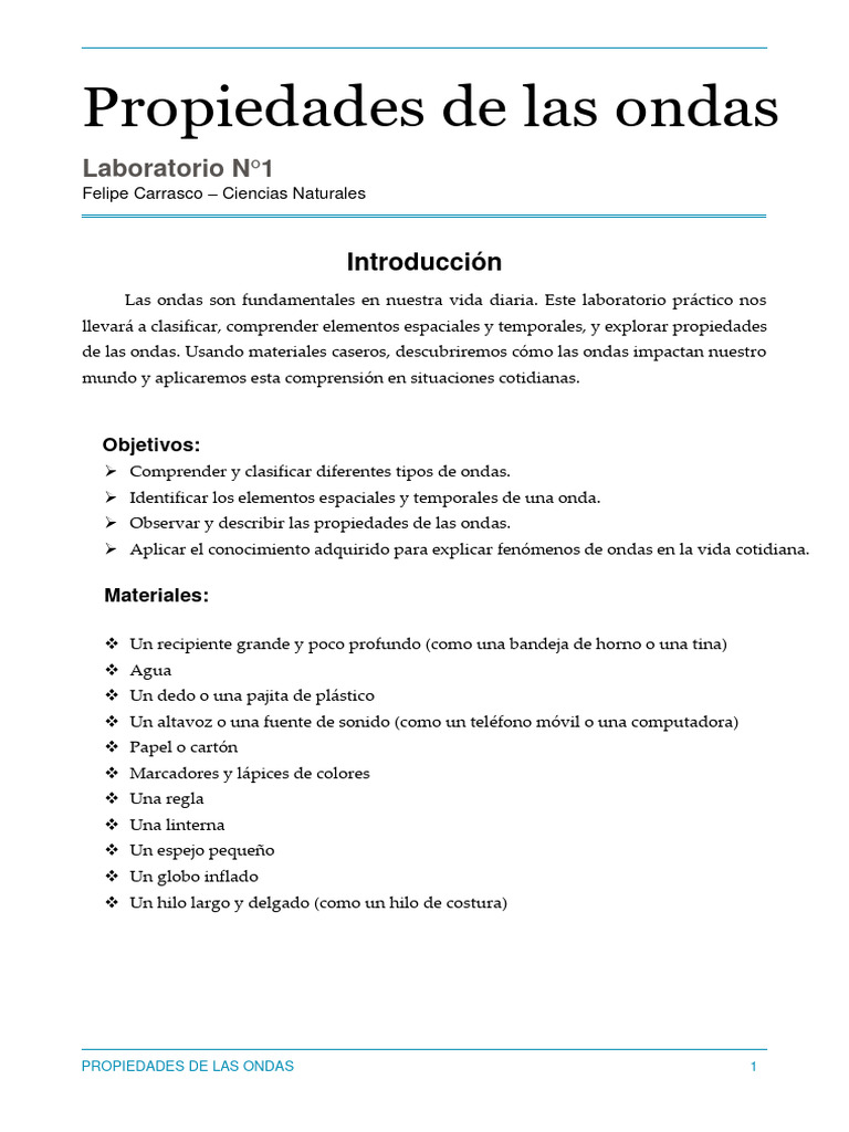 Laboratorio N°1 - PROPIEDADES DE LAS ONDAS | PDF | Olas | Sonido