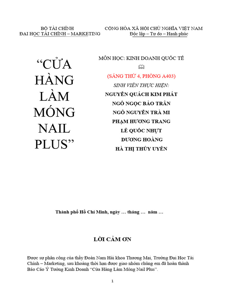 Báo Cáo Ý Tư NG Kinh Doanh - Chính TH C | PDF