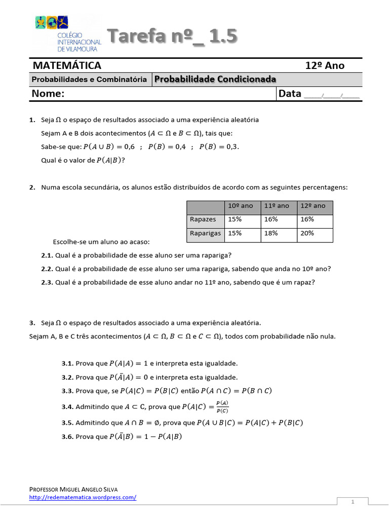 Probabilidade Condicionada em Exercícios | PDF