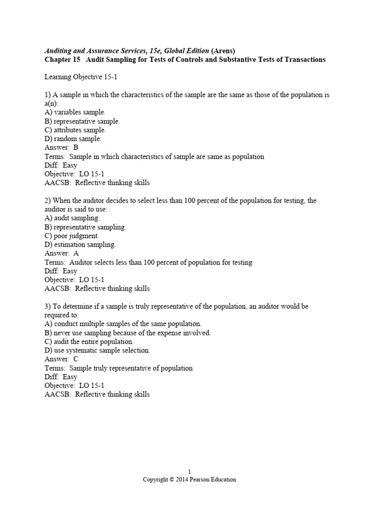 Chapter 15 GE | PDF | Sampling (Statistics) | Audit
