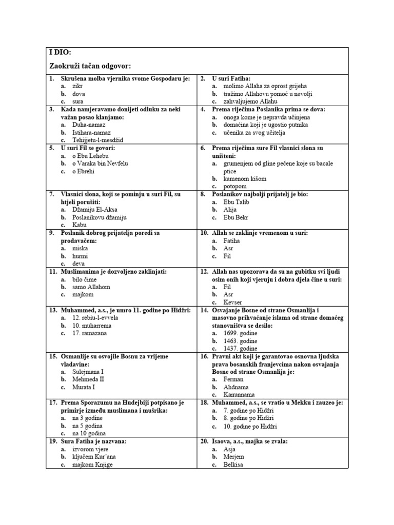 Deveti Razred Testovi | PDF