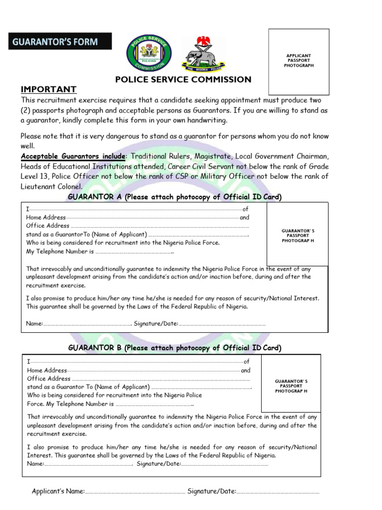 Guarantor Form PSC | PDF | National Security | Government And Personhood