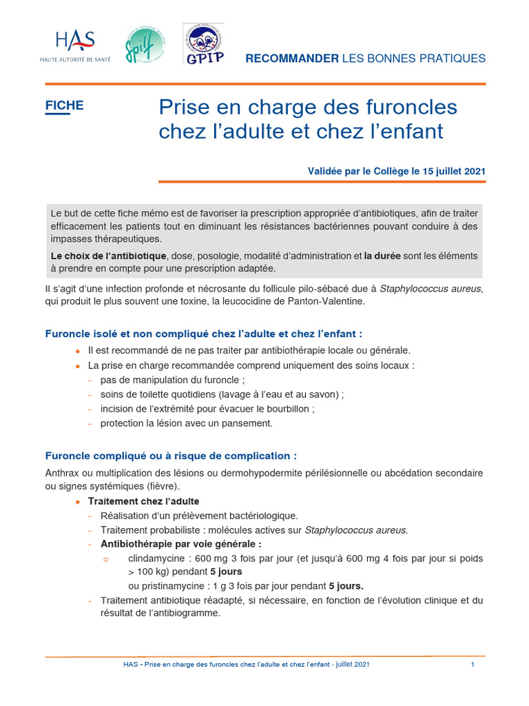 Prise en charge des furoncles chez l'enfant | PDF | Épidémiologie ...