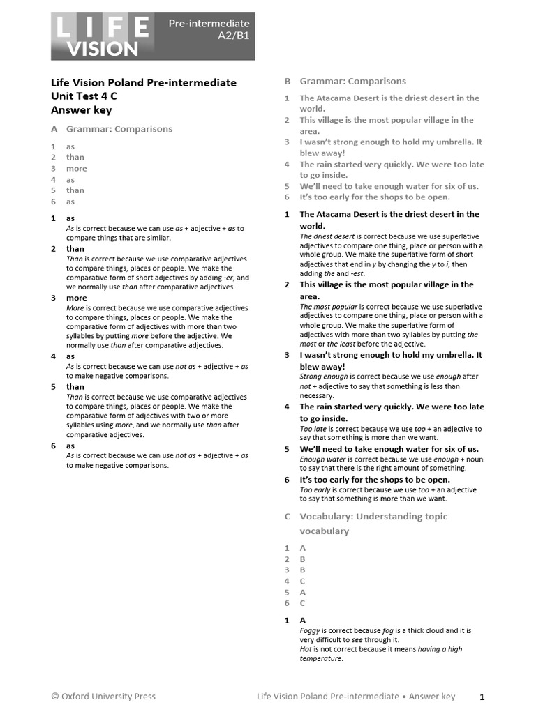 Lif Vis Pol Preint Unit 4c Dys Answer Key | PDF | Adjective | Weather Lif Vis Pol Preint Unit 4c Dys Answer Key | PDF | Adjective | Weather