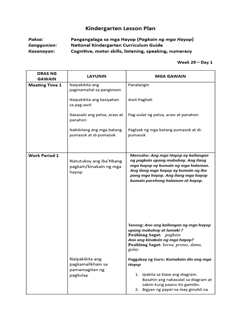 Kindergarten Lesson Plan (COT2) | PDF