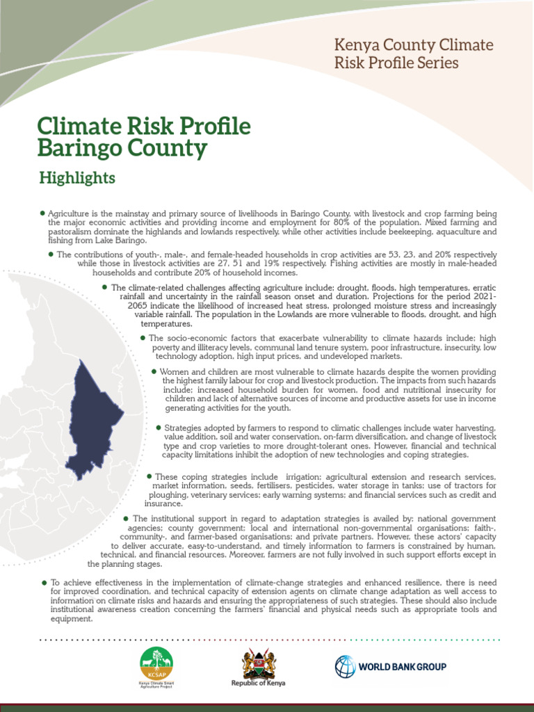 Baringo County Climate Risk Profile | PDF | Agriculture | Dairy Farming