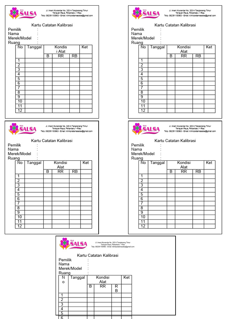 kartu Kalibrasi | PDF