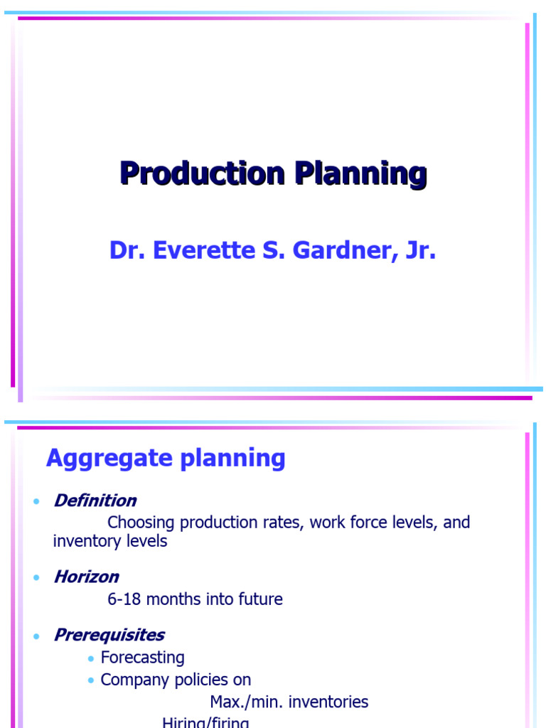 6 Production Planning | PDF | Inventory | Marketing