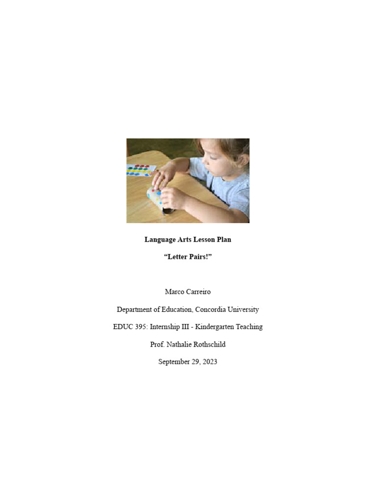 k4 Lesson Plan 1-Compressed | PDF | Teachers | Cognition
