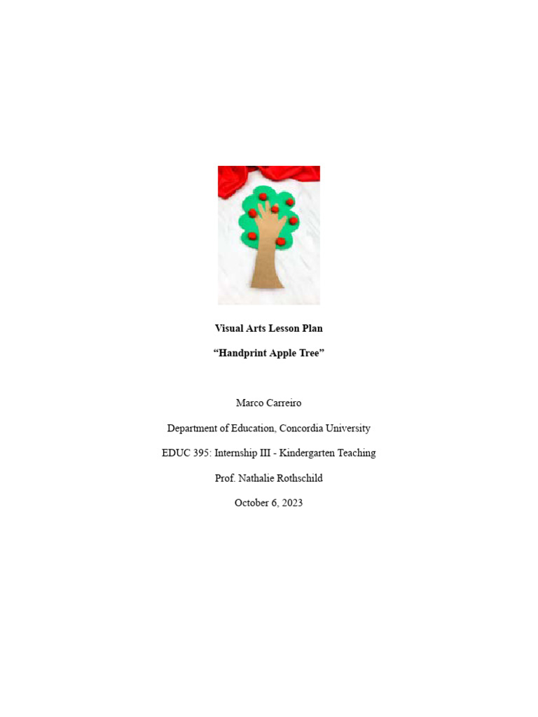 Handprint Apple Tree Lesson Plan | PDF | Apple | Trees