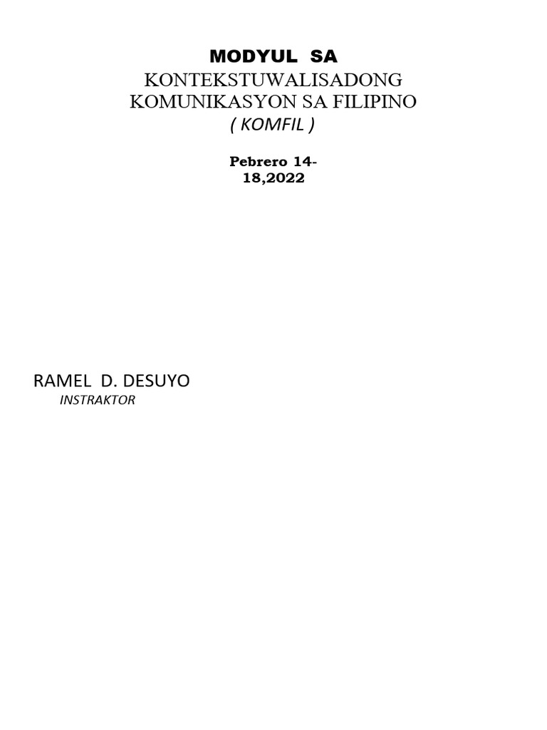 Modyul 1 Komfil | PDF