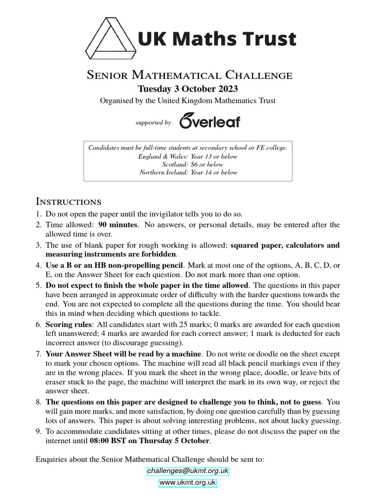 SMC 2023 Paper | PDF | Mathematics | Elementary Mathematics