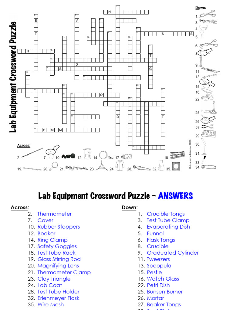 Lab Equipment Crossword Puzzle ANSWER KEY | PDF | Dielectric | Laboratories