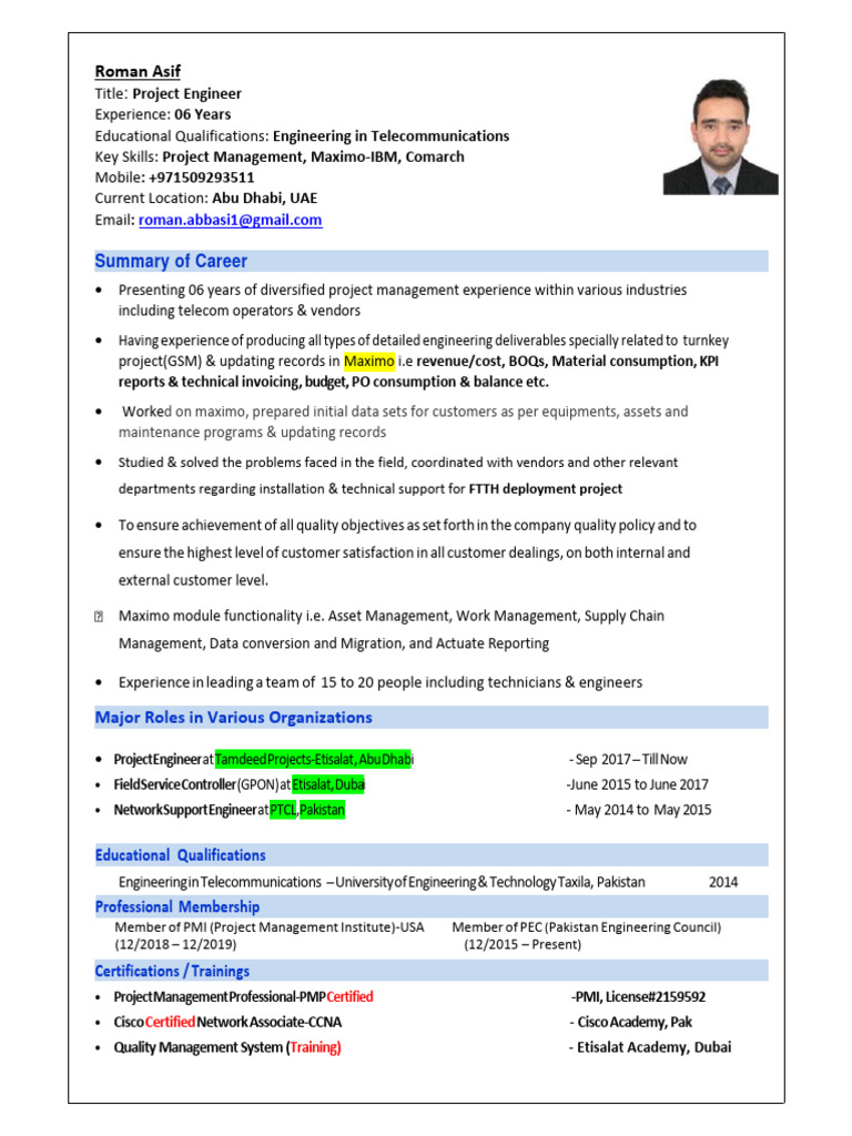 Roman CV Maximo | PDF | Telecommunications | Service Industries