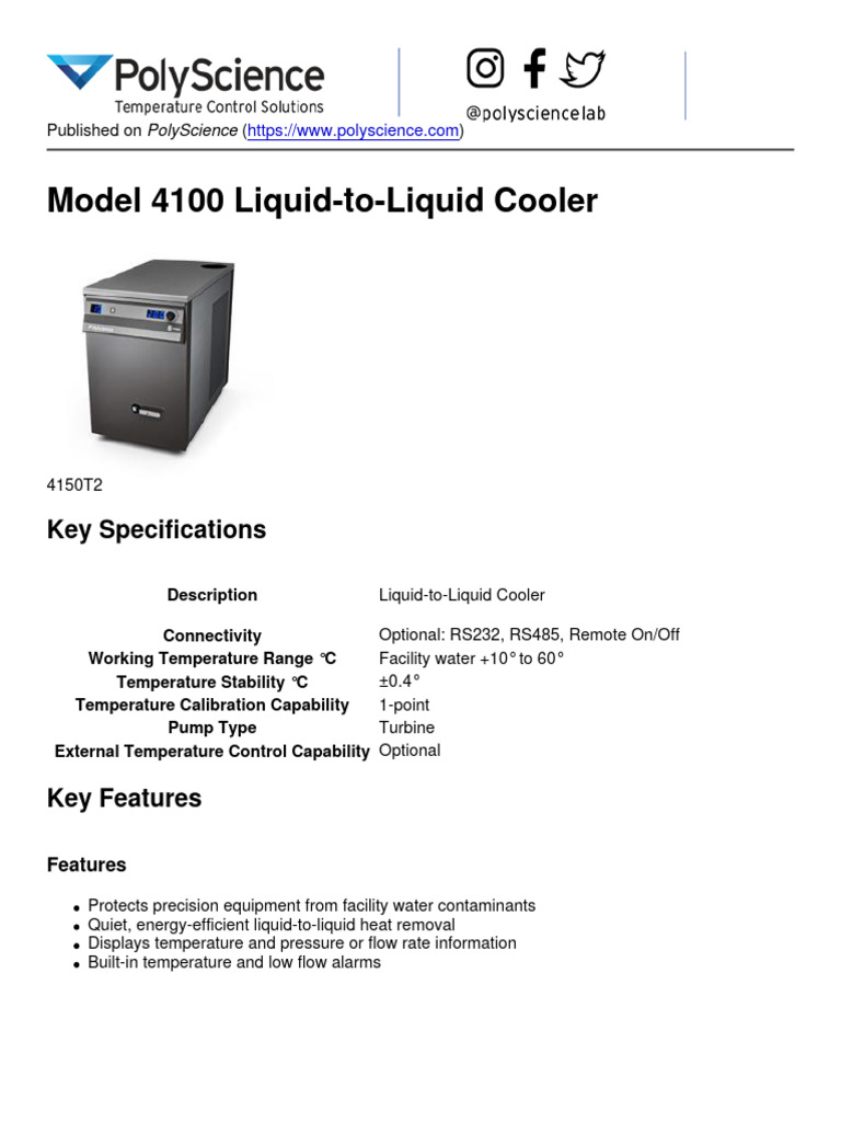 Polyscience-Model 4100 Liquid-to-Liquid Cooler-2019-12-31 | PDF | Flow ...