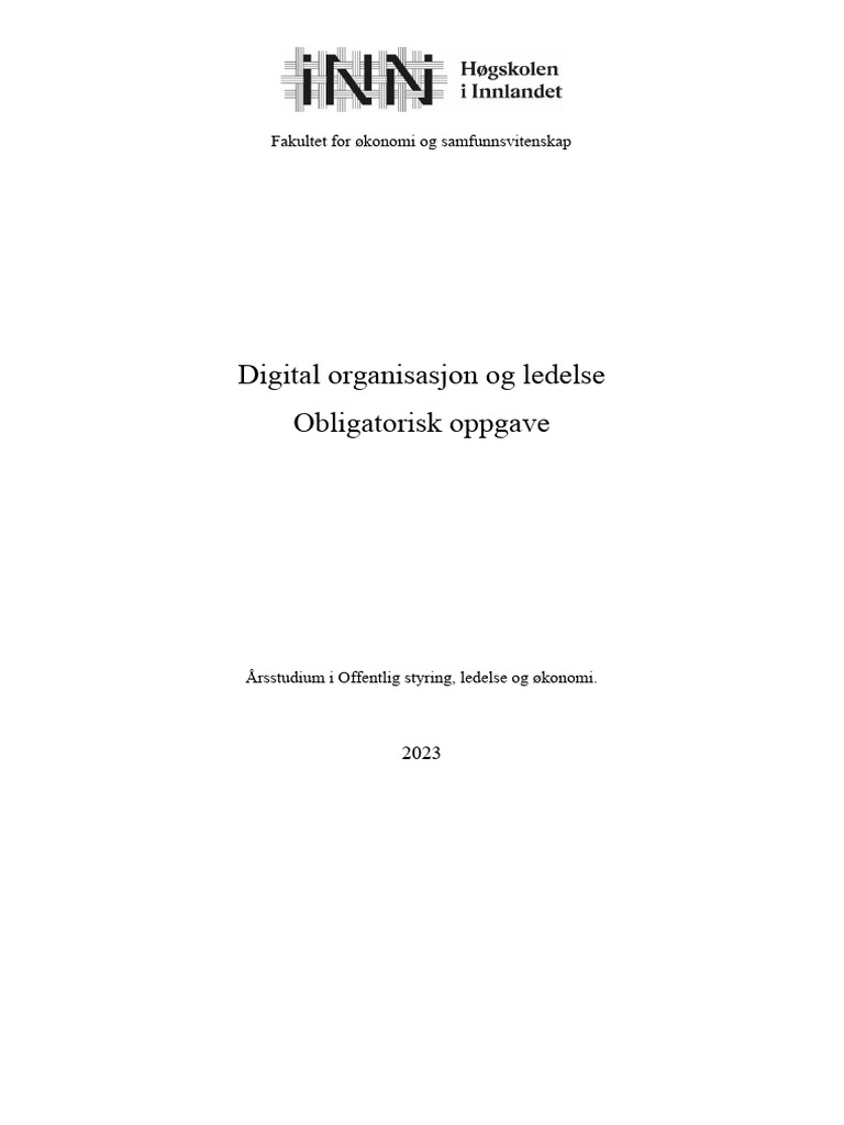 Digital Organisaasjon og Ledelse (nett) | PDF