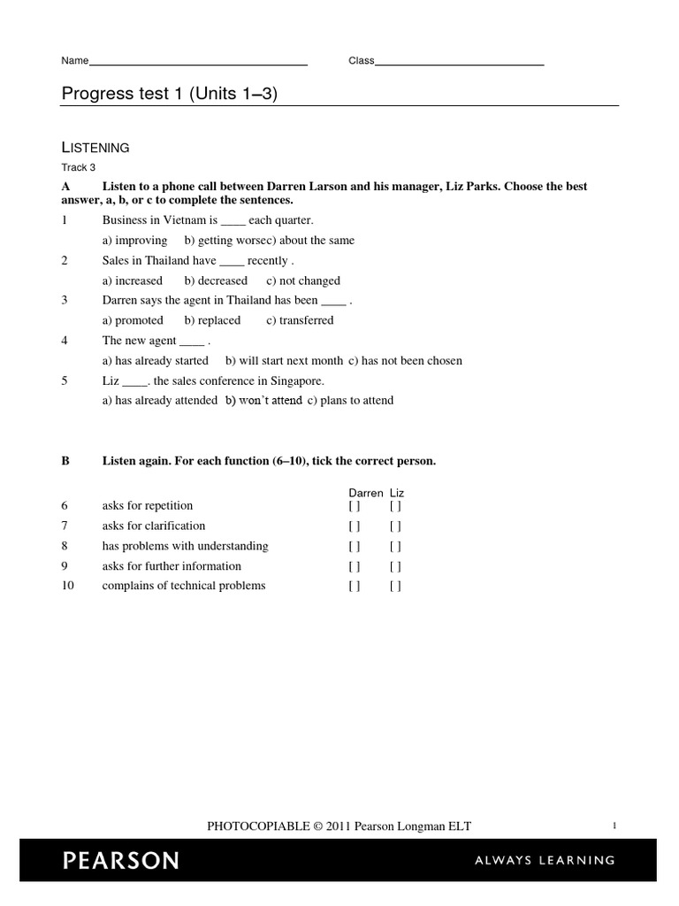 Business English Progress Test | PDF | Career & Growth