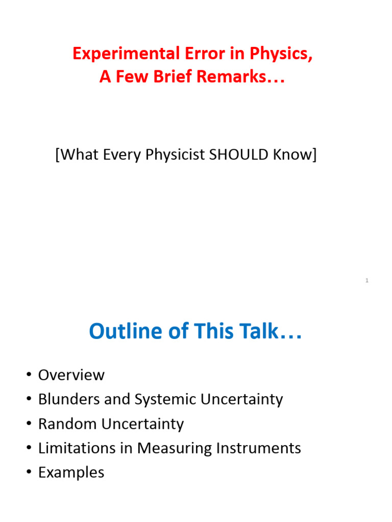 Experimental Error in Physics-2019.pptx | PDF | Observational Error ...