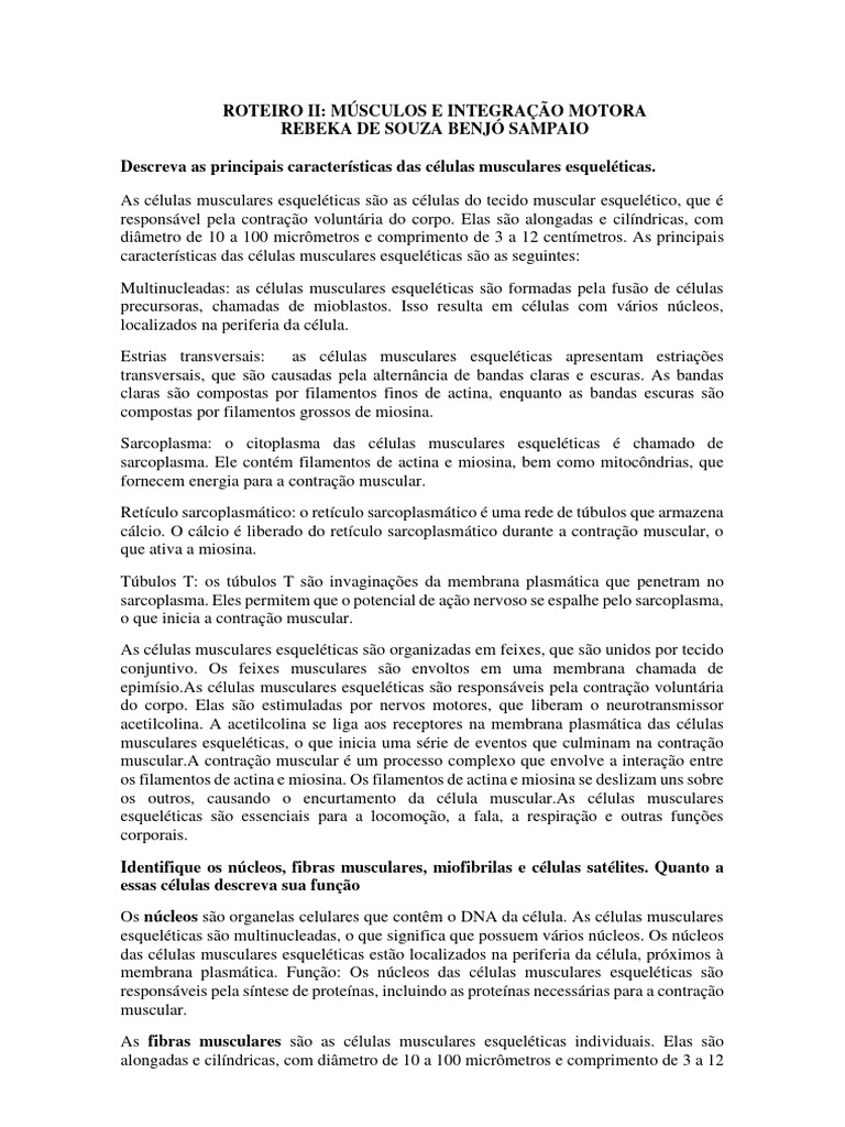 Características das Células Musculares Esqueléticas | PDF | Músculo ...