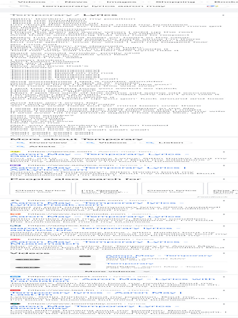 Temporary Lyrics Aaron May - Google Search | PDF | Poetry