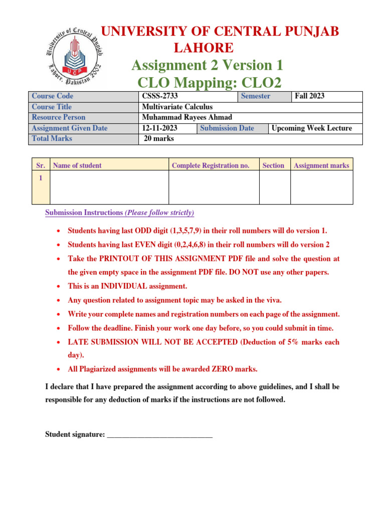 F23 MVC Assignment 2 | PDF | Mathematics