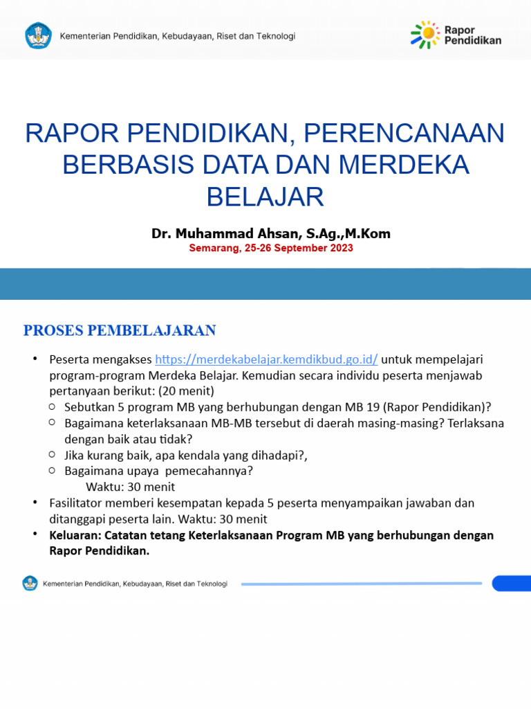 2023 Rapor Pendidikan, Perencanaan Berbasis Data Dan Merdeka Belajar | PDF | Kesehatan Holistik