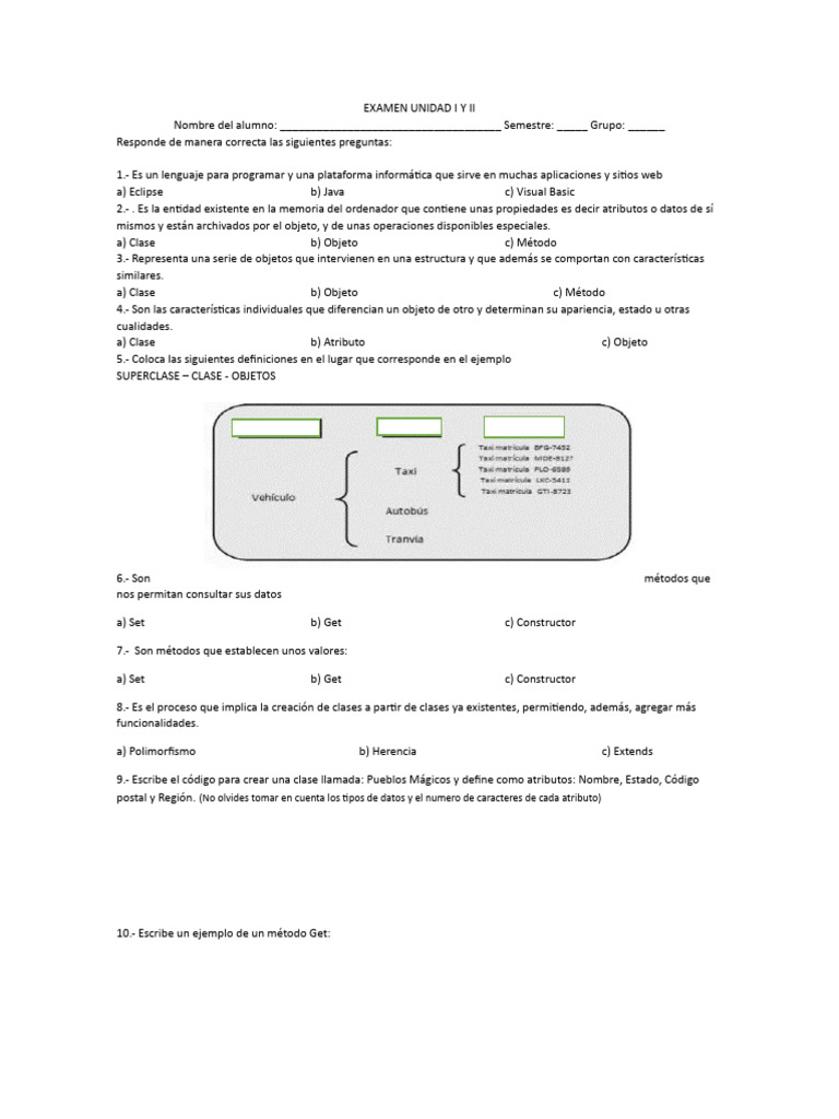 Examen Unidad I y Ii Poo 2 | PDF | Computadoras