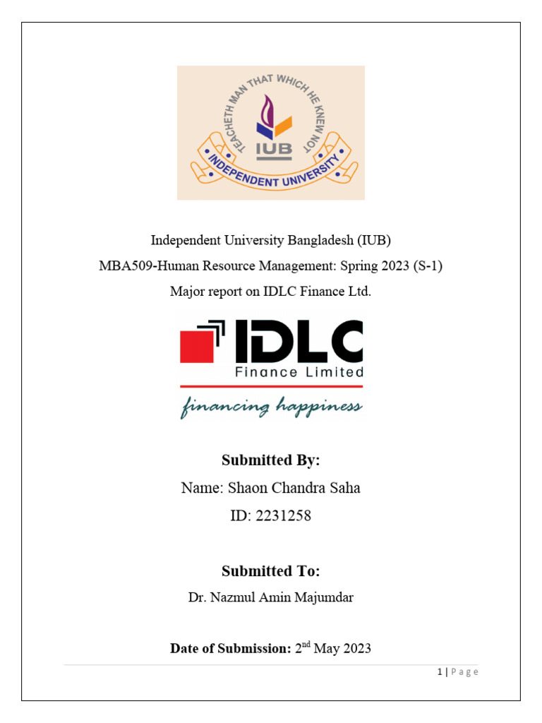 mba509-major-report-on-idlc-by-shaon-pdf-human-resource-management