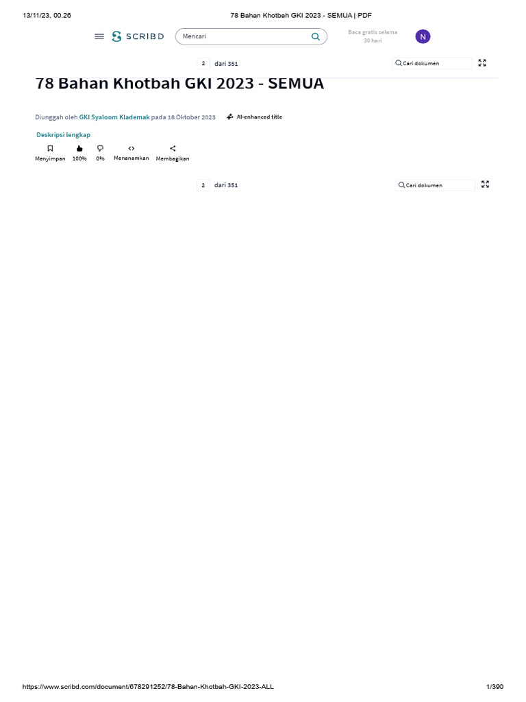 78 Bahan Khotbah Gki 2023 - Semua - PDF | PDF | Komputer