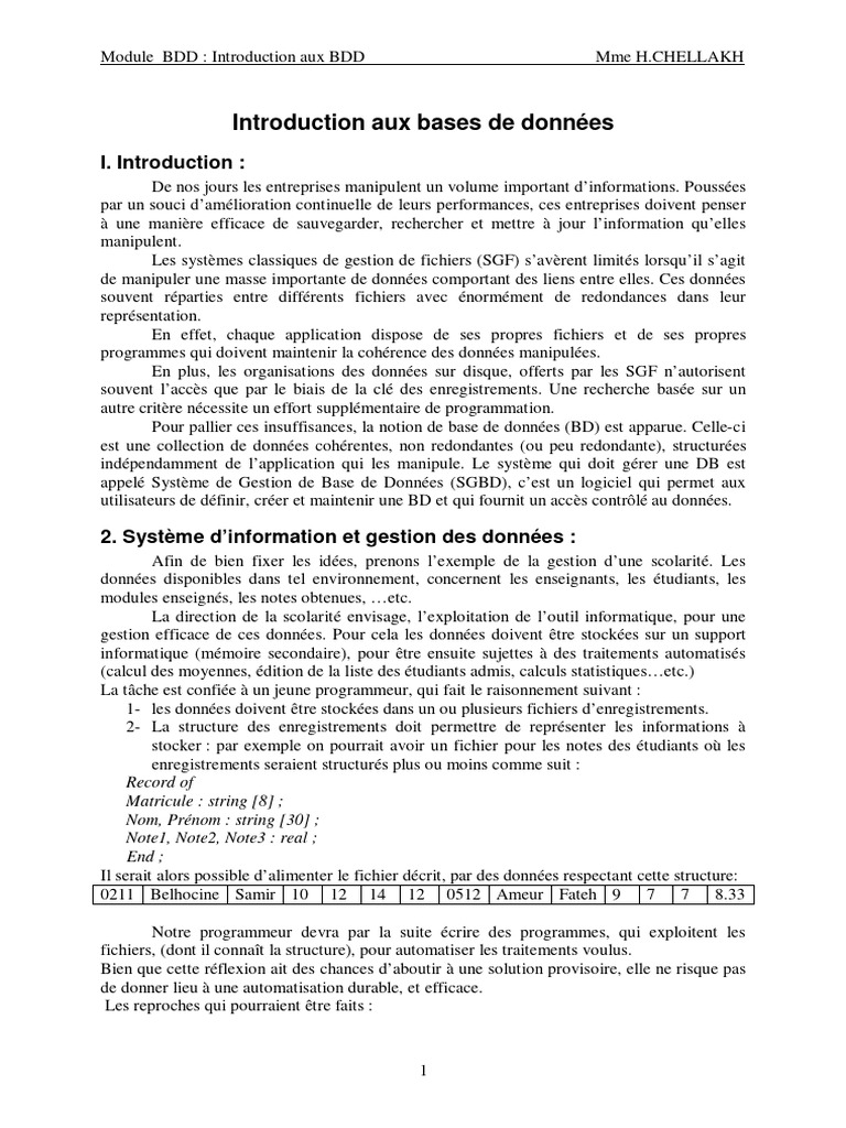Introduction aux bases de données BDD | PDF | Bases de données | Base de données relationnelle