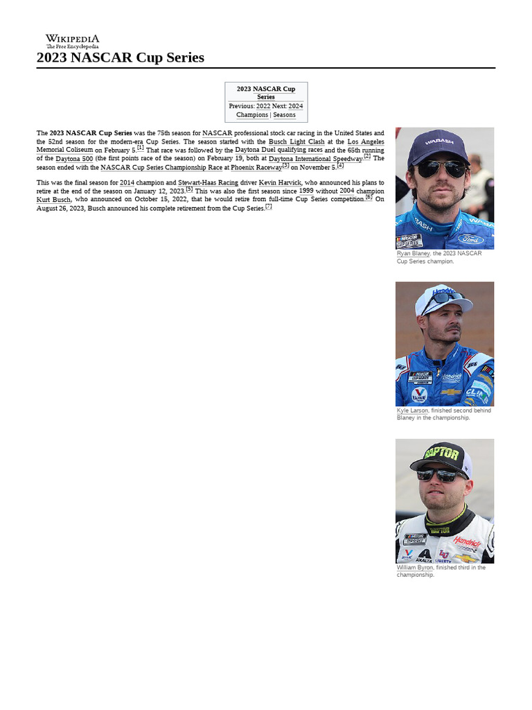 2023 NASCAR Cup Series | PDF | Motorsport | Motorsport Competitions