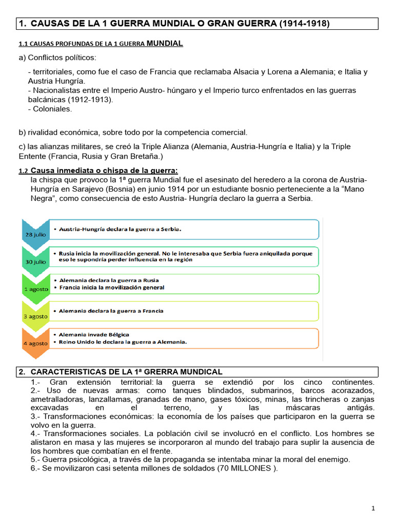 Causas y características de la 1ª Guerra Mundial | PDF | imperio Alemán ...