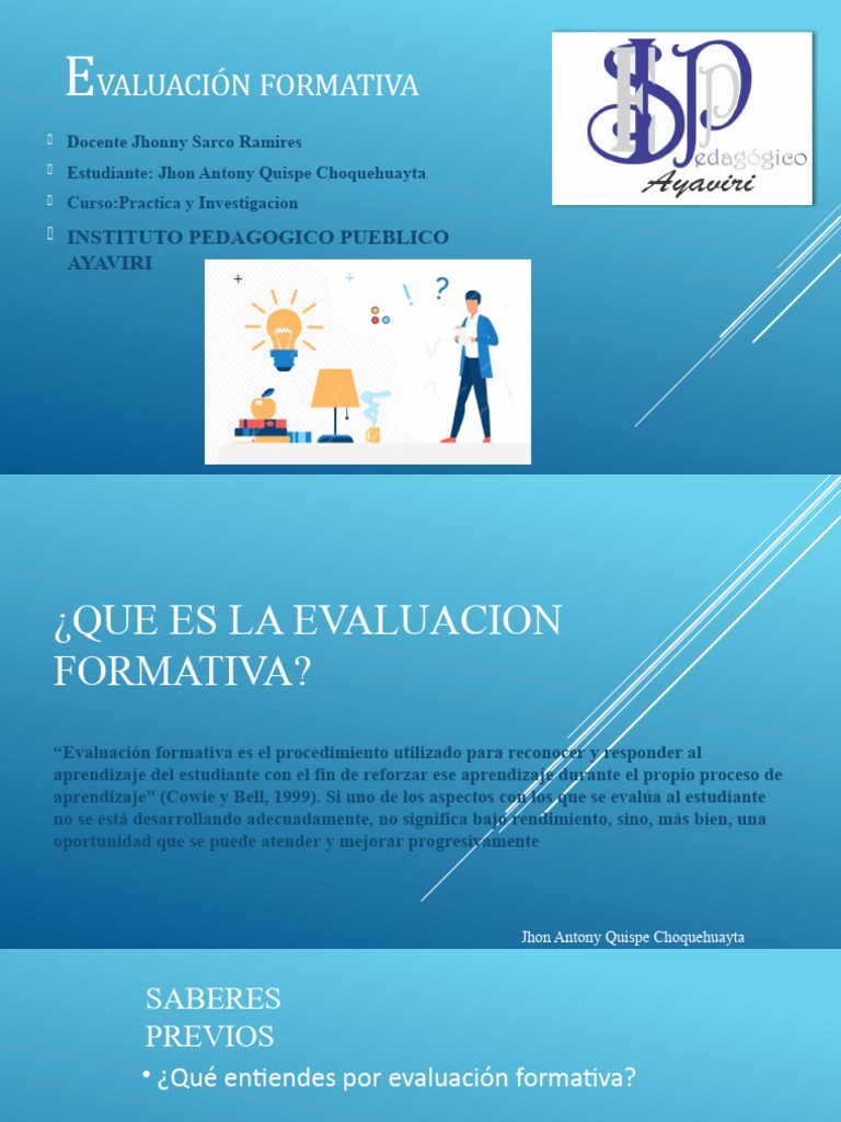 Trabajo de Evaluacion Formativa | PDF | Evaluación | Aprendizaje