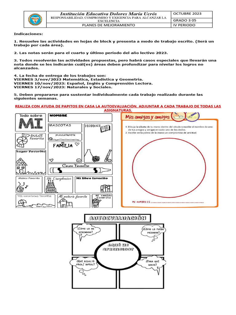 Plan De Mejoramiento Tercer Grado 2023 Pdf Matemáticas