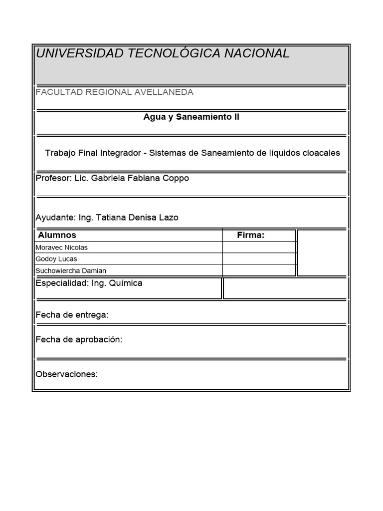 Preentrega (Avances TP Final AySII) Grupo 3 (07-11) | PDF | Aguas residuales | Agua