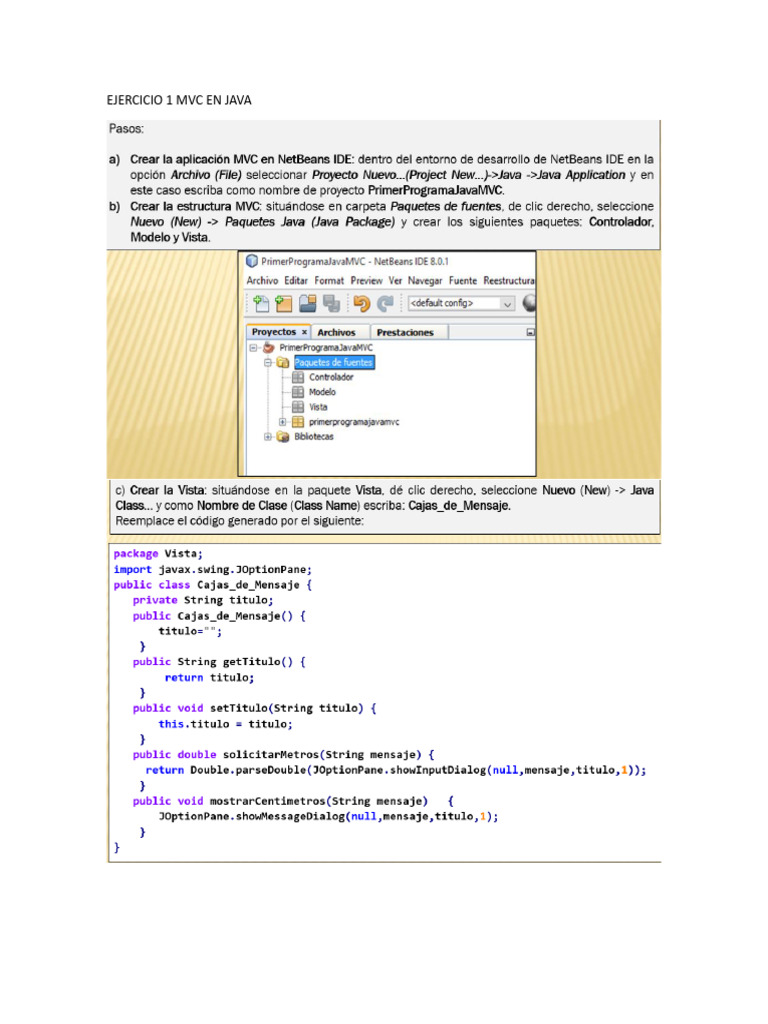 Ejercicio 1 MVC en Java | PDF