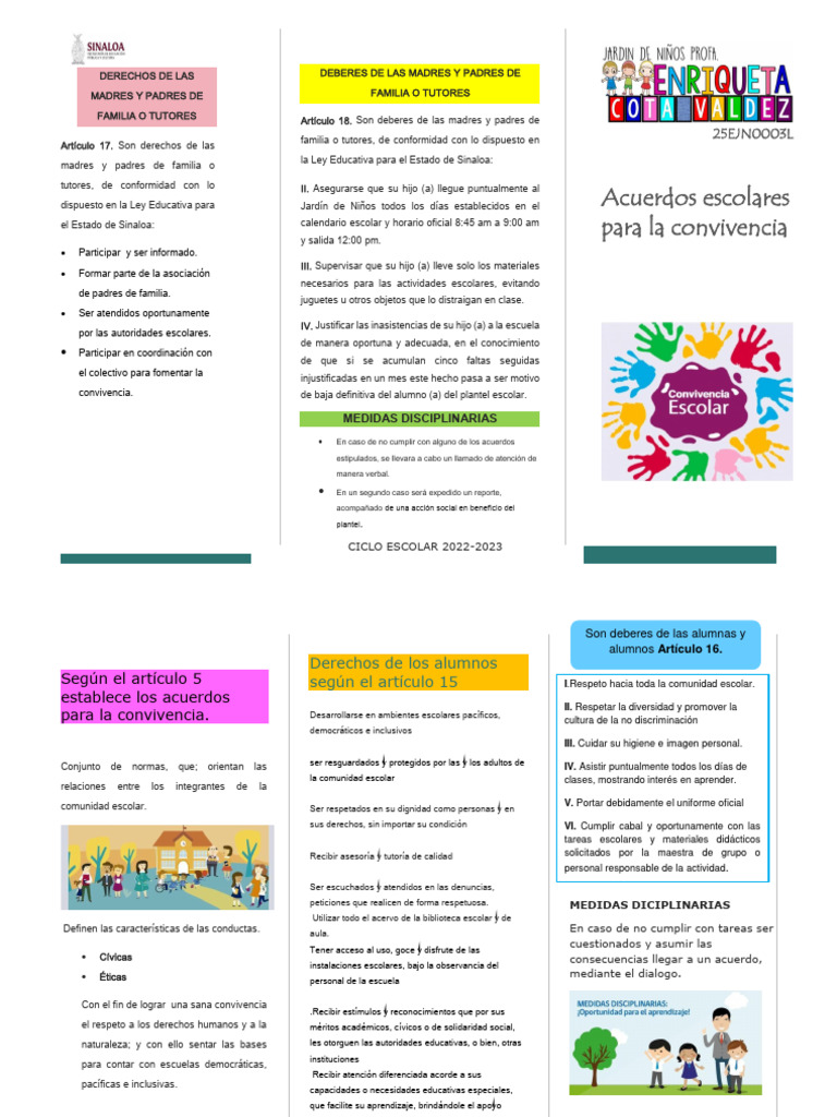 TRIPTICO de CONVIVENCIA PDF | PDF | Biblioteca escolar