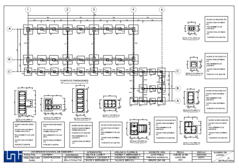 Lamina 1 (Planta de Fundaciones y Columnas | PDF | Transporte ferroviario | Madrid