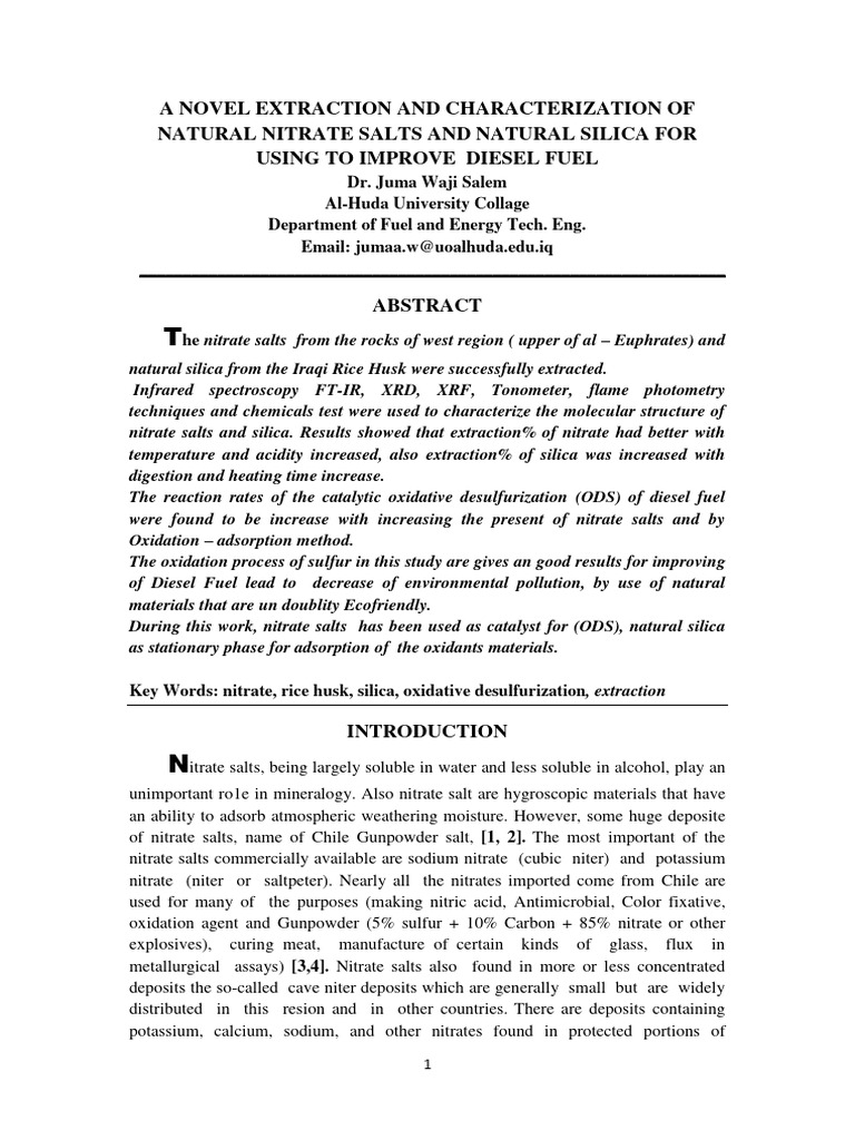 Extraction and Characterization of Nitrate From Rocks of | PDF ...