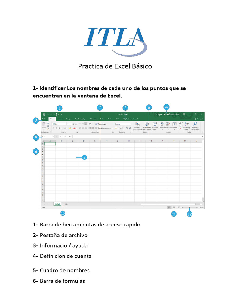 Elementos Básicos de la Ventana de Excel | PDF