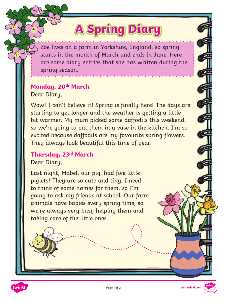 A Spring Diary | Download Free PDF | English As A Second Or Foreign ...