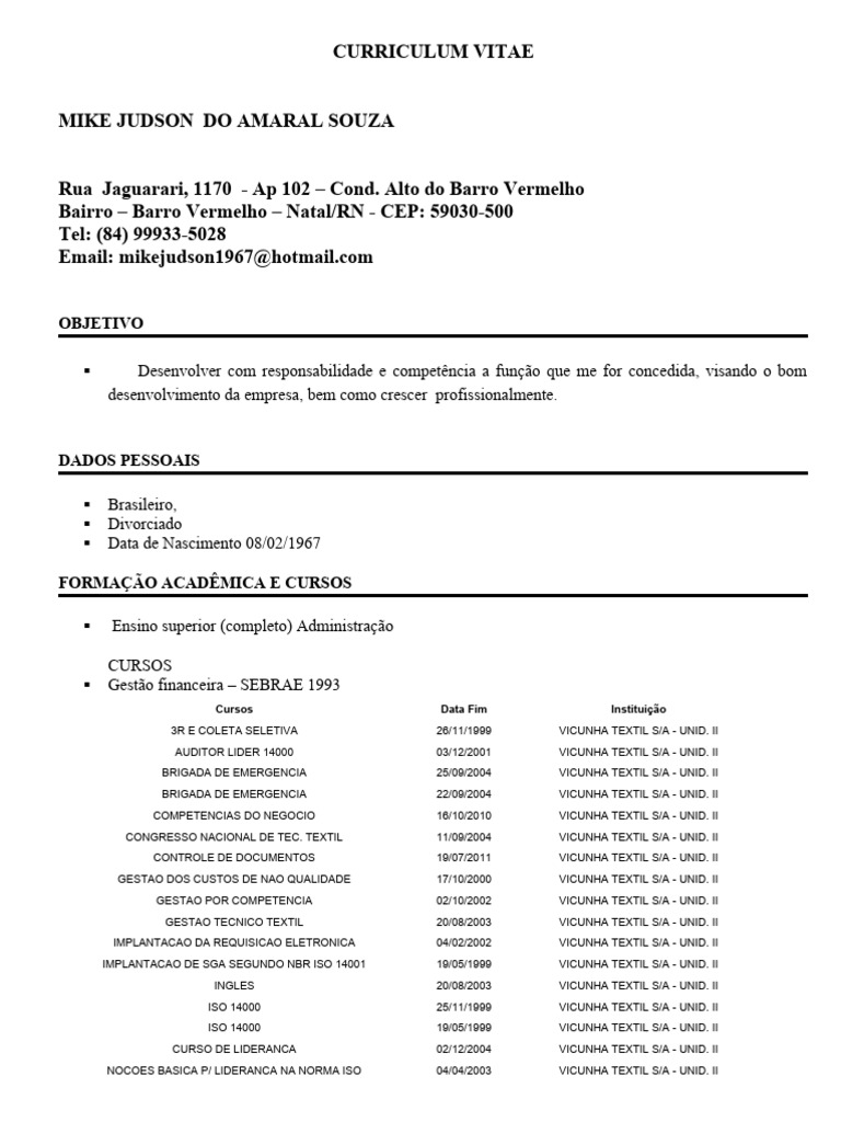 Currículo de Mike Judson | PDF | Logística | Orçamento
