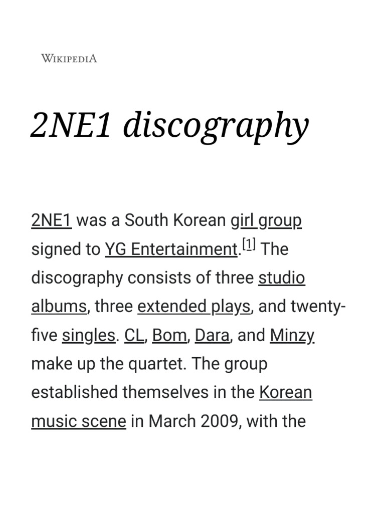 2NE1 Discography - Wikipedia | PDF | Music Industry | Pop Music