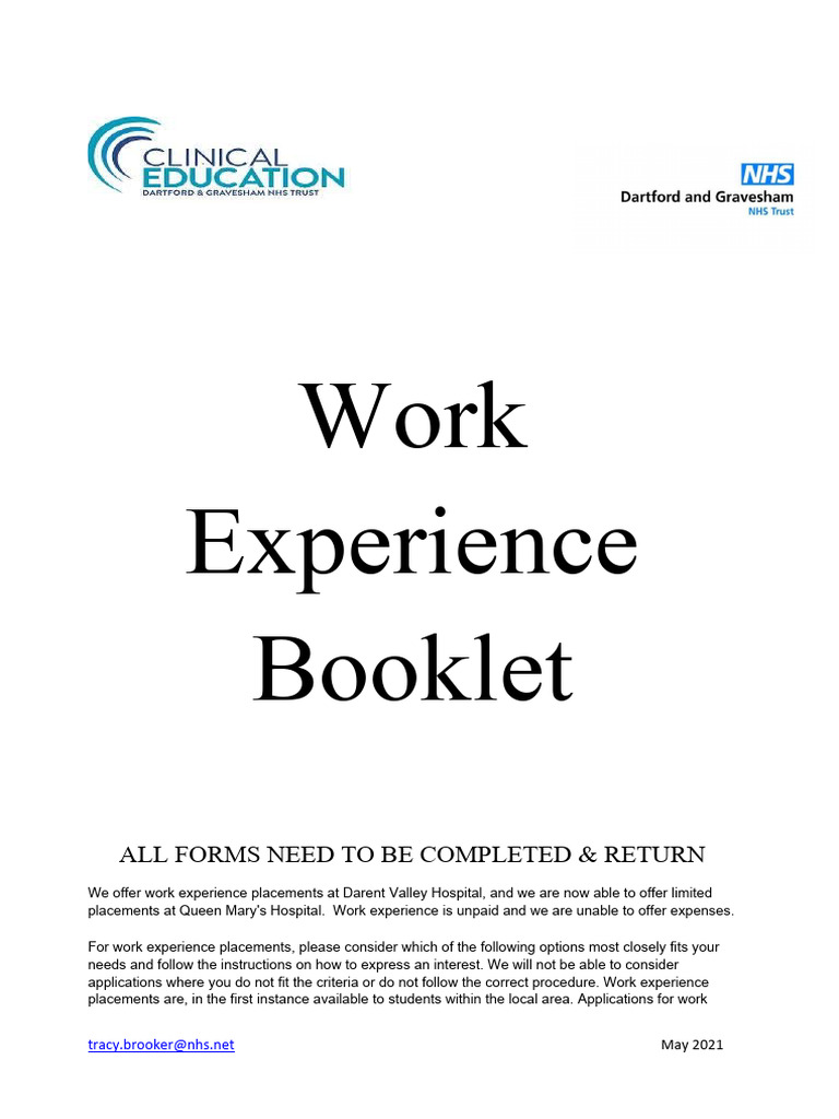 Work Experience Booklet - May 2021 | PDF | Trust Law | Confidentiality