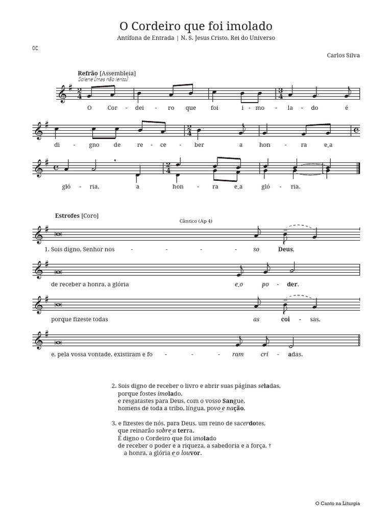 Cordeiro Imolado: Louvor e Dignidade | PDF | Adoração e liturgia cristã