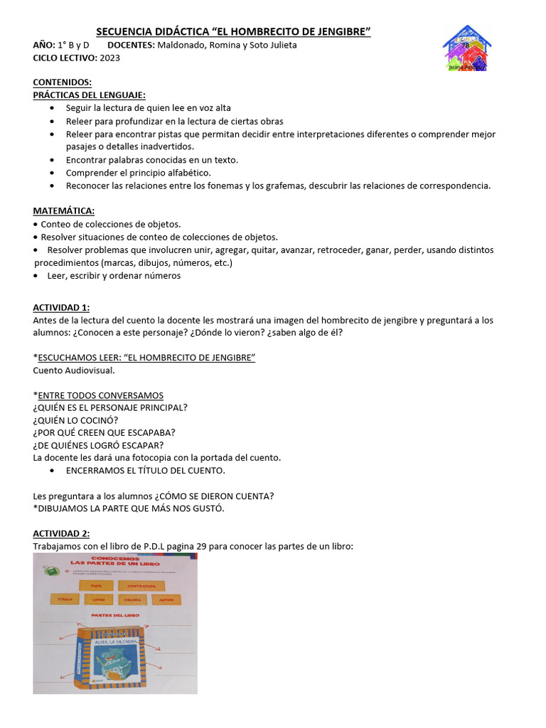 Secuencia Didáctica Hombrecito de Jengibre | PDF