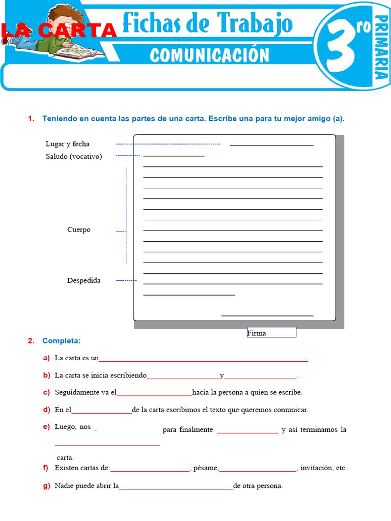 La Carta para Tercer Grado de Primaria | PDF