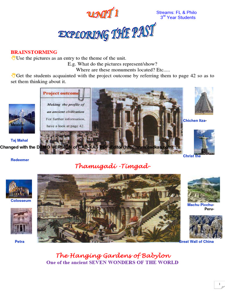 Unit One Exploring The Past PDF | PDF | Preposition And Postposition ...